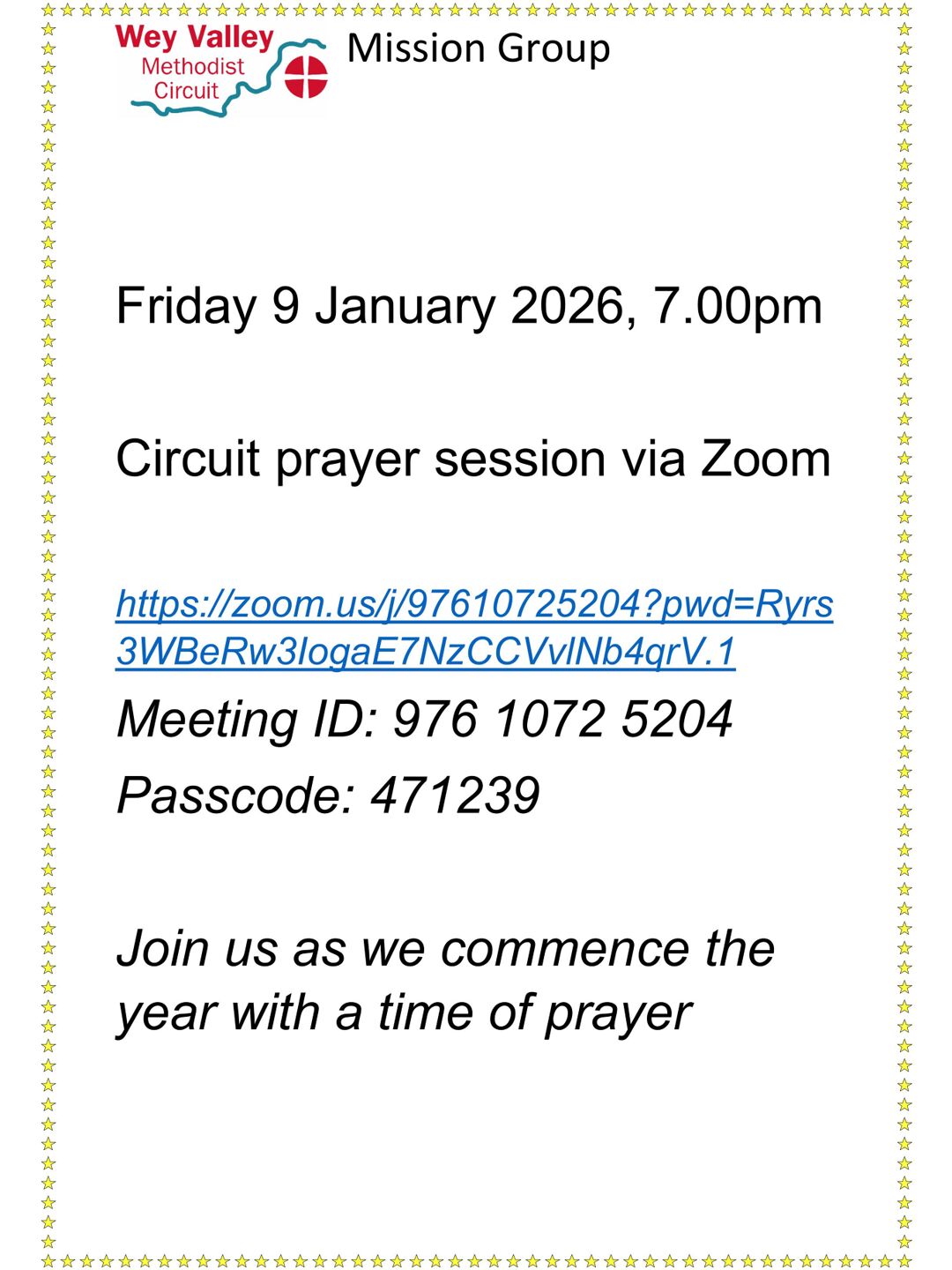 Wey Valley Methodist Circuit | Circuit Prayers, 9 January